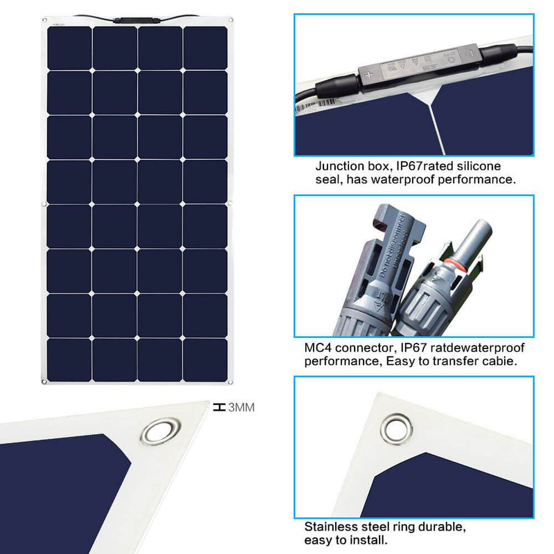 Solarparts@Sunpower Flexible solar panel PET 100W 17.6V 1050x540x3mm